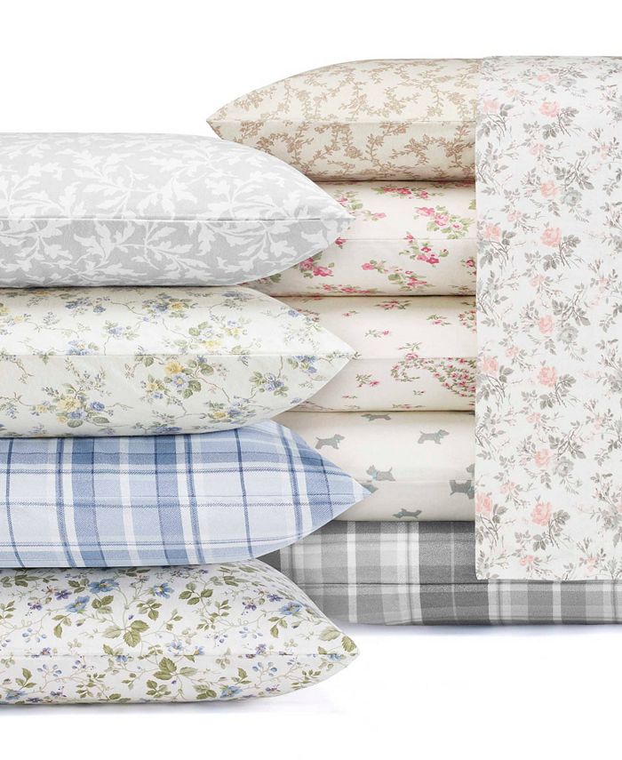 Laura Ashley Mulholland Plaid Flannel Sheet Set, Full - Macy's