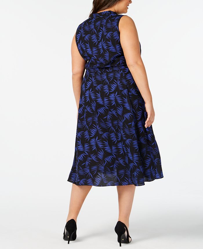 Anne Klein Plus Size Delphine-Print Drawstring Dress - Macy's
