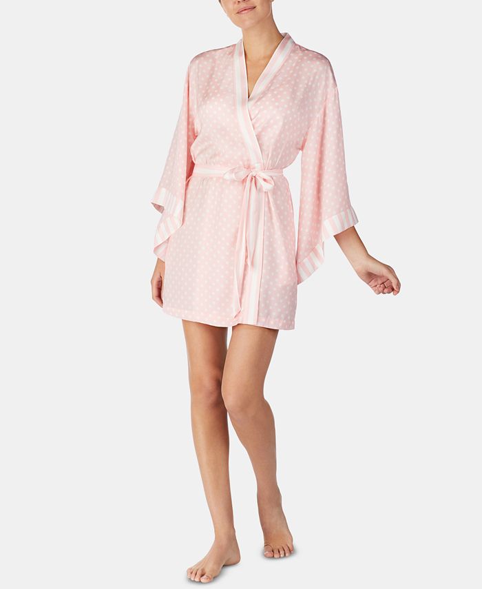 Betsey Johnson Kimono-Sleeve Printed Wrap Robe - Macy's