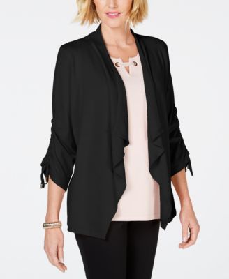 JM Collection Petite Ruched-Sleeve Cardigan, Created for Macy's - Macy's