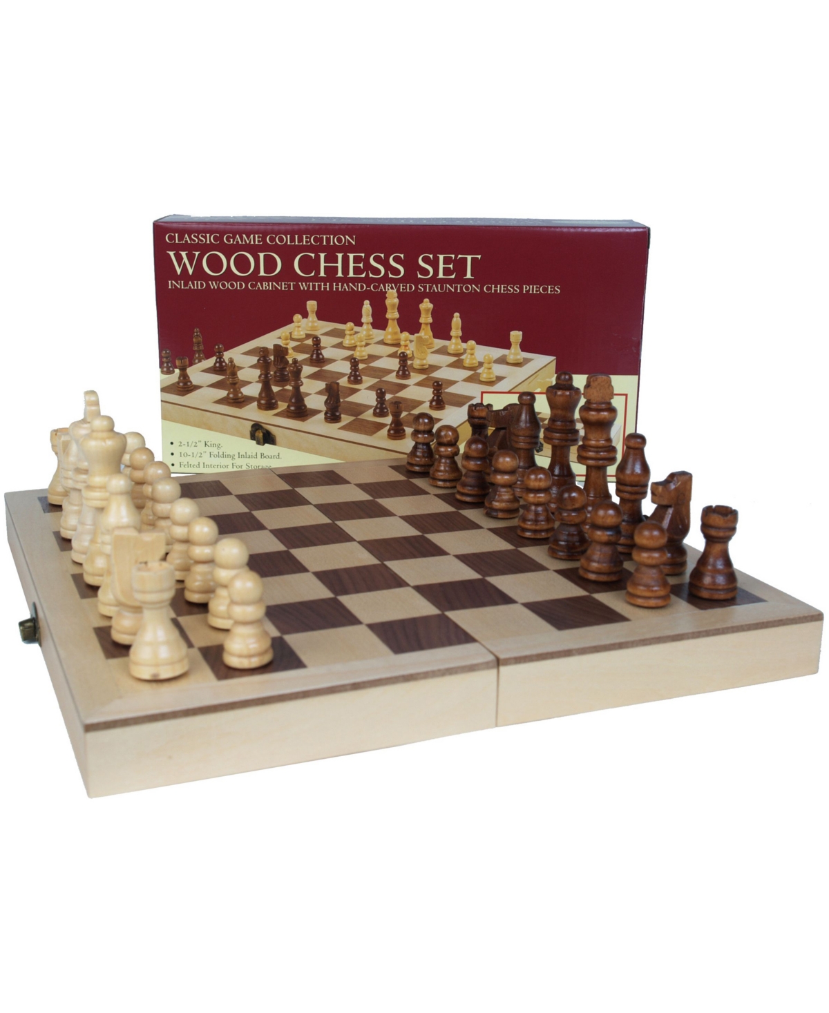 John N. Hansen Co. 10.5 Deluxe Folding Wood ChessSet  One Size  Ivory