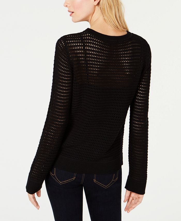 INC International Concepts I.N.C. Open-Knit Crewneck Sweater, Created ...