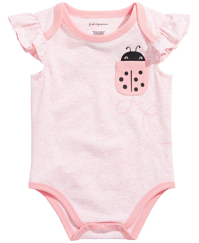 First Impressions Baby Girls Ladybug Bodysuit, Created for Macy's - Macy's