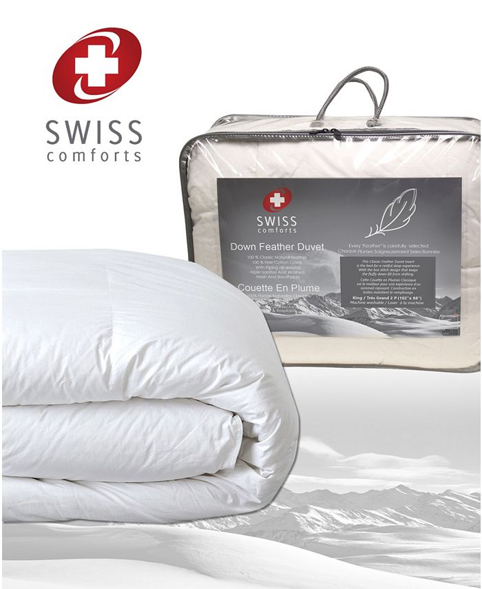 Swiss Comforts Down and Feather Cotton Queen Comforter - Macy's