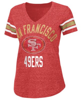 G-III Sports Women's San Francisco 49ers Sleeve Stripe Bling T-Shirt ...