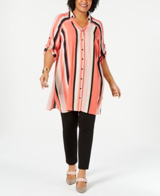 Alfani Plus Size Striped Super Tunic, Created for Macy's - Macy's