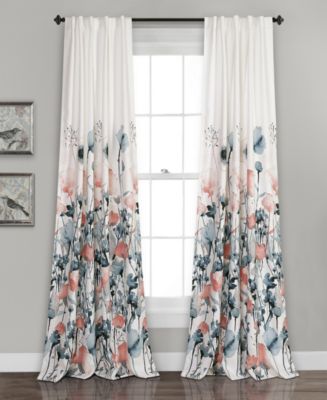 Zuri Flora Room Darkening Window Curtain Set, 84" x 52" - Macy's