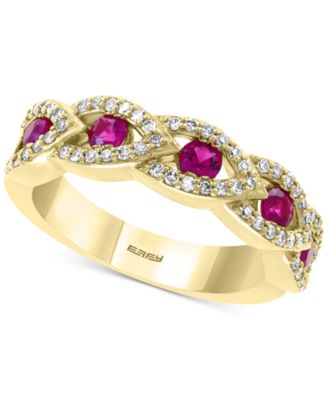 EFFY® Certified Ruby (5/8 ct. t.w.) and Diamond (1/8 ct. t.w.) Ring in ...
