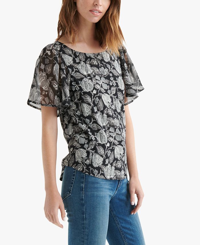 Lucky Brand Open-Back Printed Top - Macy's