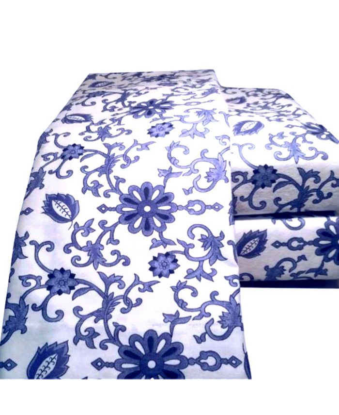 La Rochelle Paisley Flannel Sheet Set Queen - Macy's