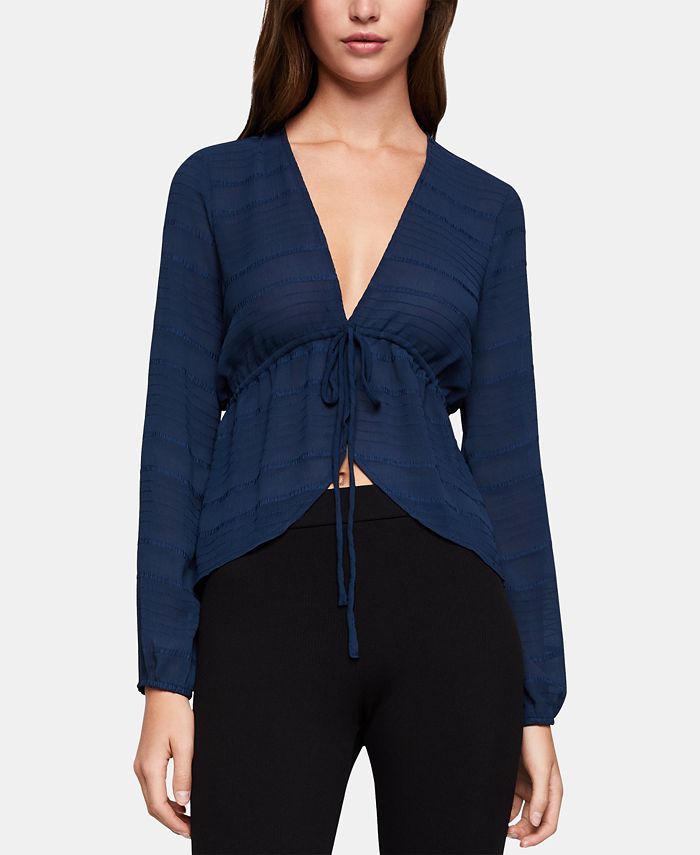 BCBGeneration Tie-Front Chiffon Top - Macy's
