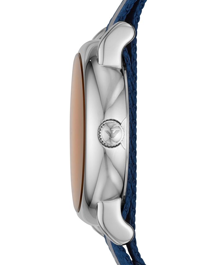 Emporio Armani Men's Blue & White Nylon Strap Watch 43mm - Macy's
