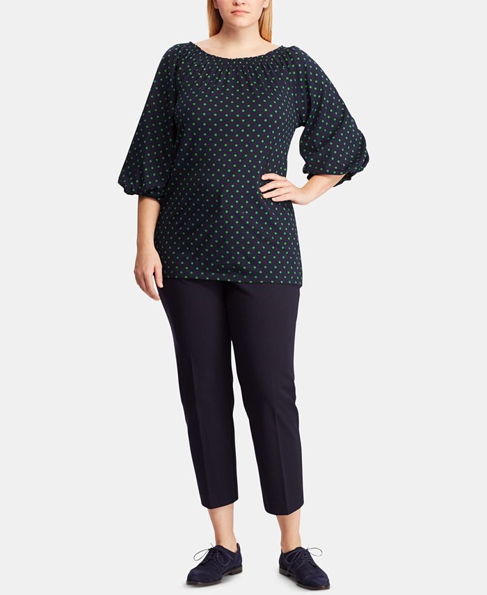 Lauren Ralph Lauren Plus Size Polka-Dot Top - Macy's