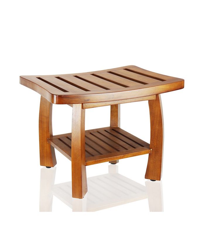 Oceanstar Solid Wood Spa Bench with Storage Shelf - Macy's