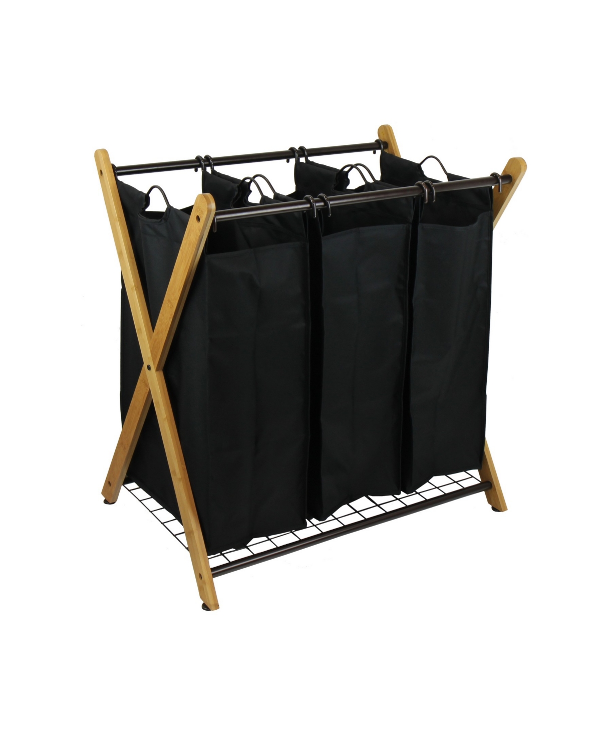 Click here for Oceanstar X-Frame Bamboo 3-Bag Laundry Sorter  Bla... prices
