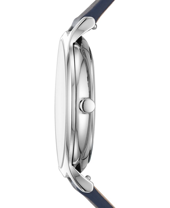 Skagen Women's Anita Navy Leather Strap Watch 34mm - Macy's