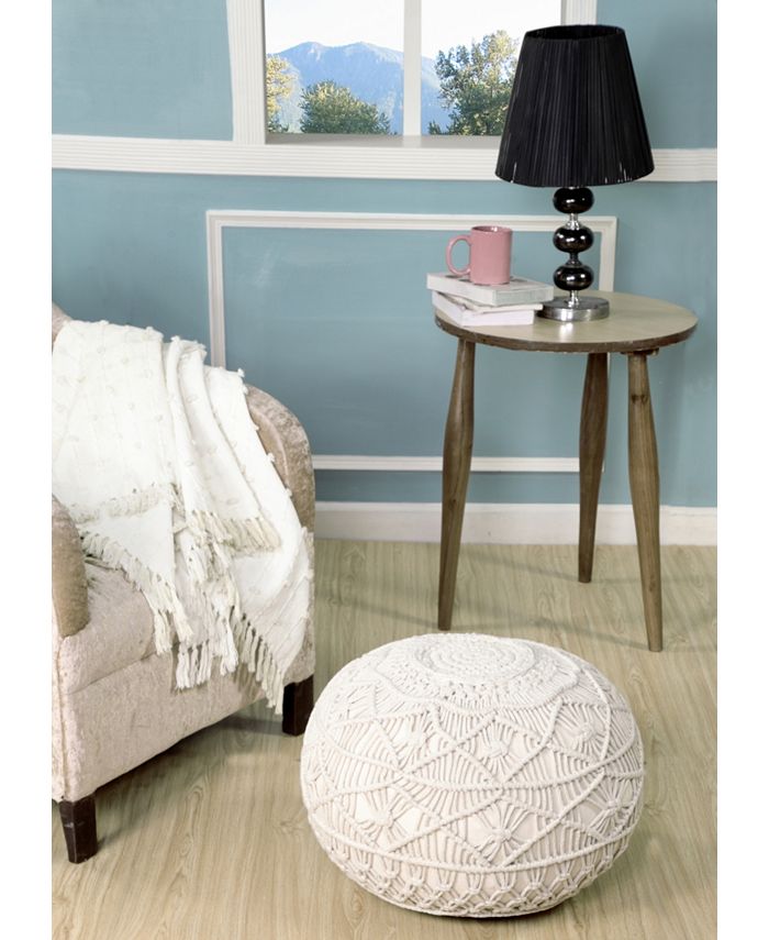 LR Home Snow Macrame Pouf - Macy's