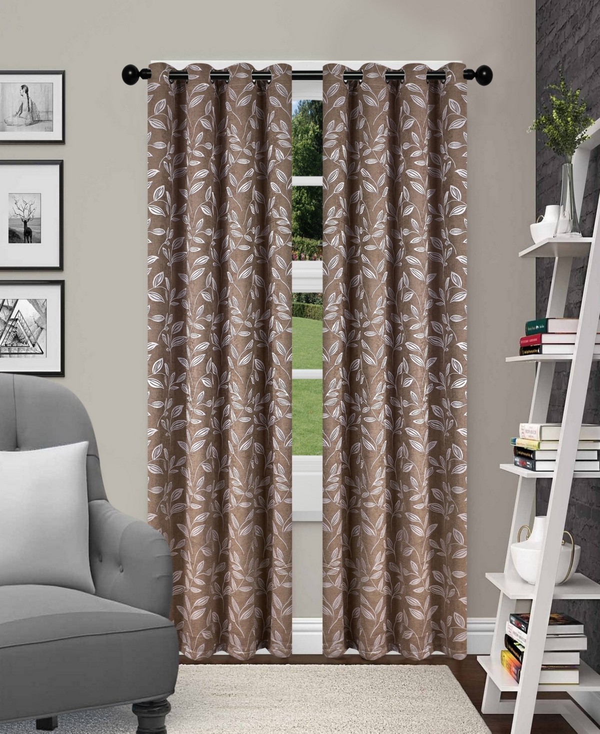 Click here for Superior Leaves Room Darkening Grommet 2-Panel Cur... prices
