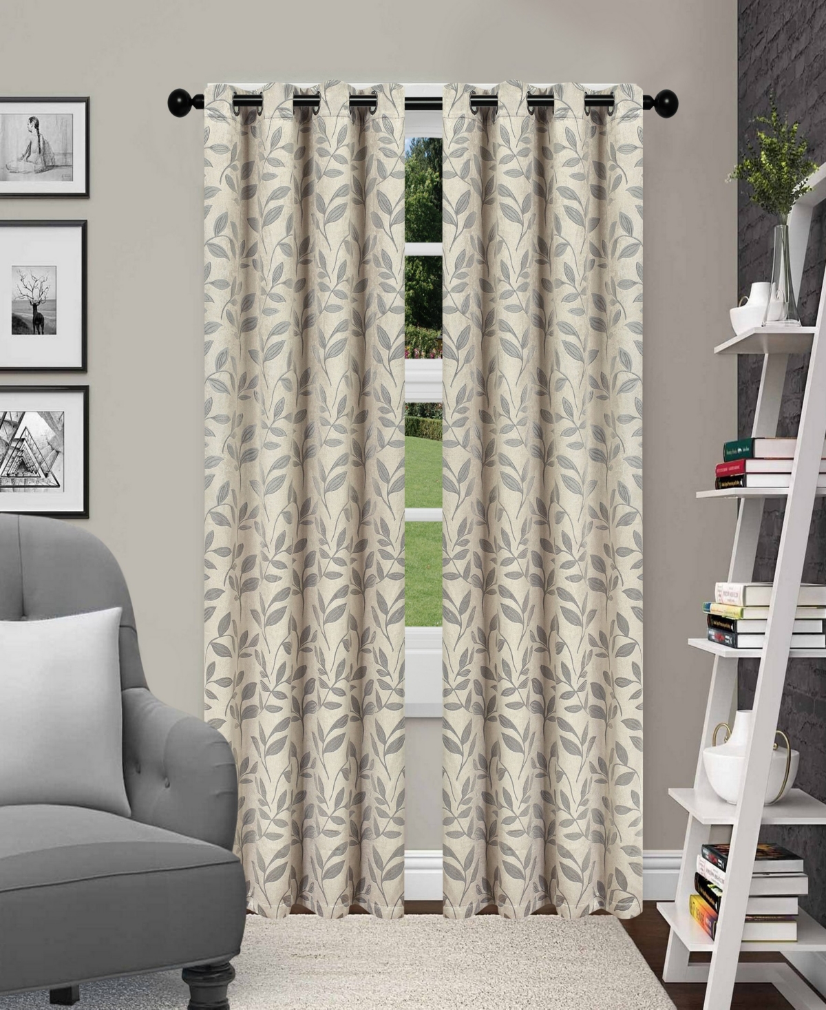 Click here for Superior Modern Leaves 2 Curtain Panels Set with G... prices