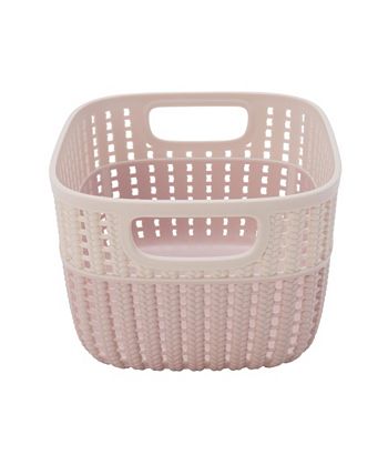 Simplify 2-Tone Decorative Small Storage Basket in Blush - Macy's