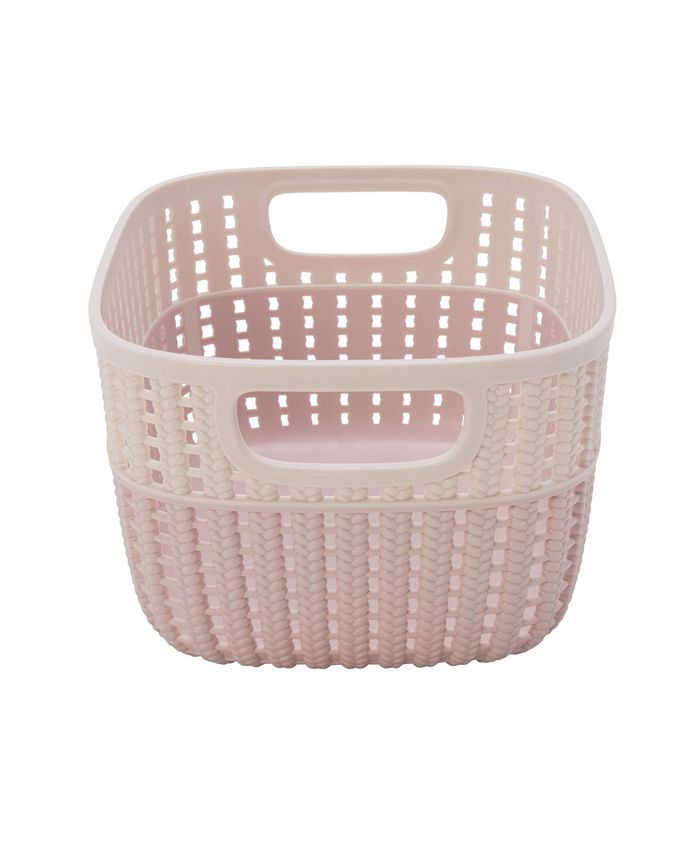 Simplify 2-Tone Decorative Small Storage Basket in Blush - Macy's