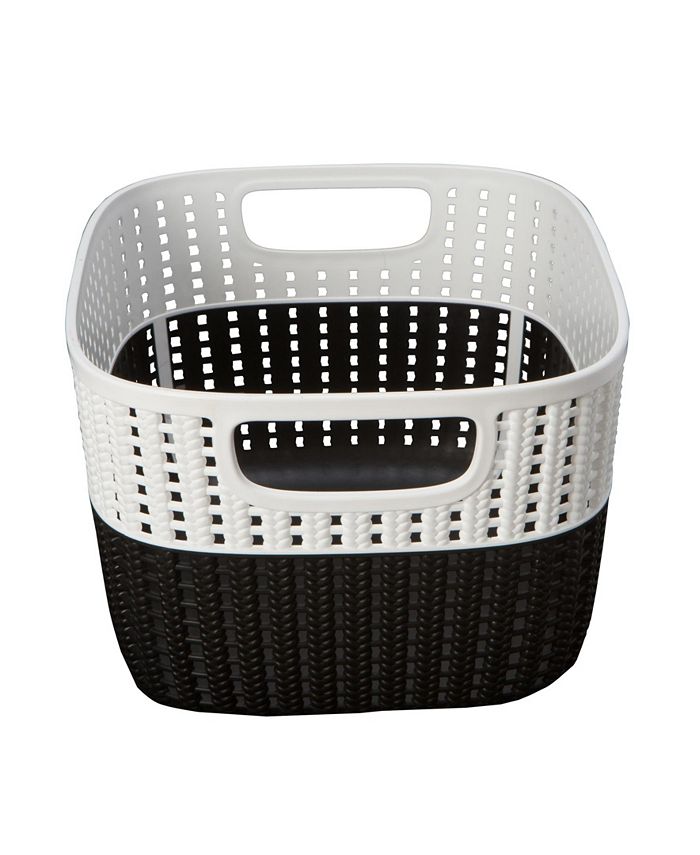 Simplify 2-Tone Decorative Medium Storage Basket in Black - Macy's