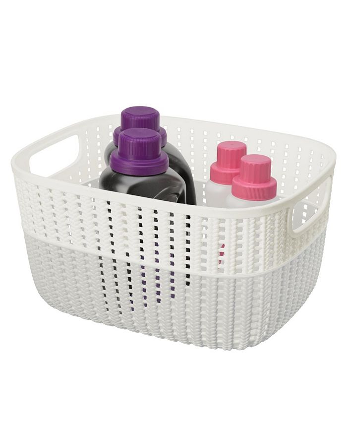 Simplify 2 Pack 2-Tone Decorative Small Storage Basket in Ivory - Macy's