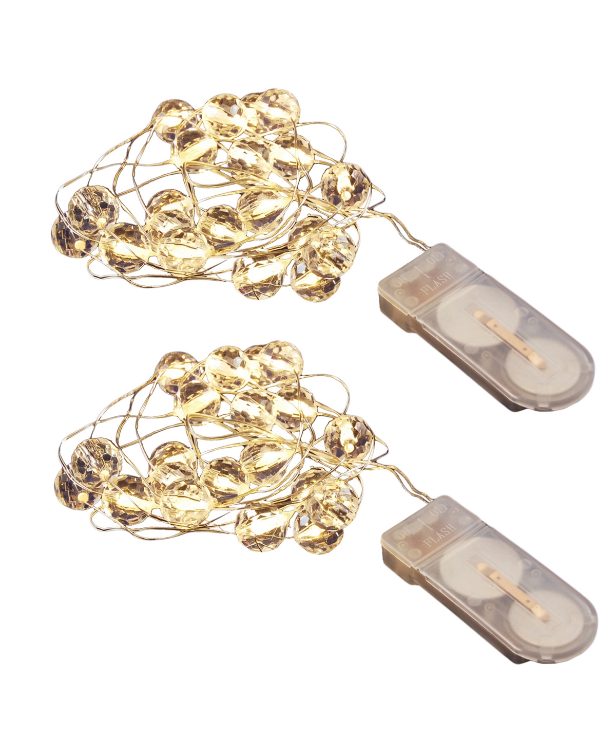 Click here for Lumabase Set of 2  40 White Crystal Ball Mini Stri... prices