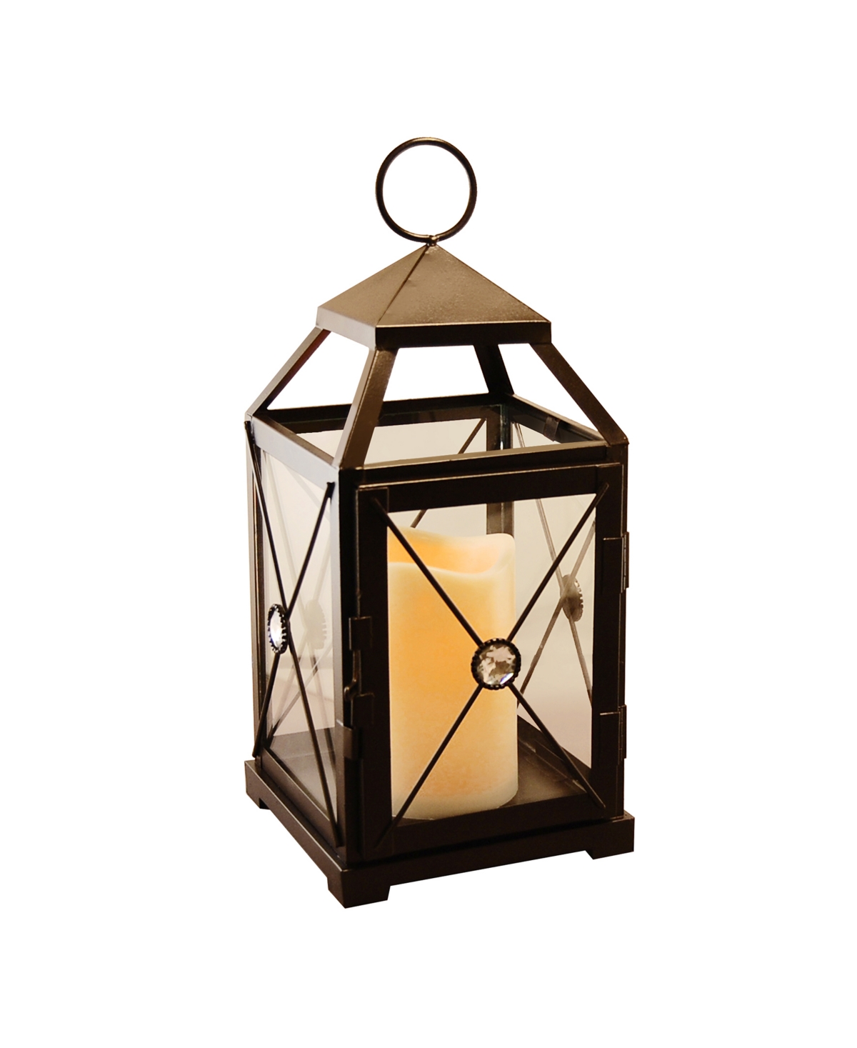Click here for Lumabase Warm Black Gem Metal Lantern with Led Can... prices