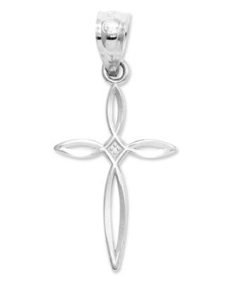 14k White Gold Charm, Passion Cross Charm - Macy's