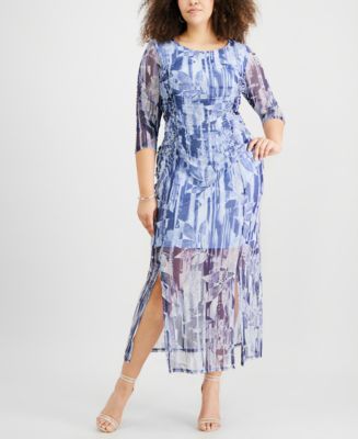NY Collection Plus Size Printed Maxi Dress - Macy's
