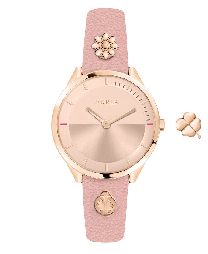 Furla Women's Pin Rose Gold Dial Calfskin Leather Watch - Macy's
