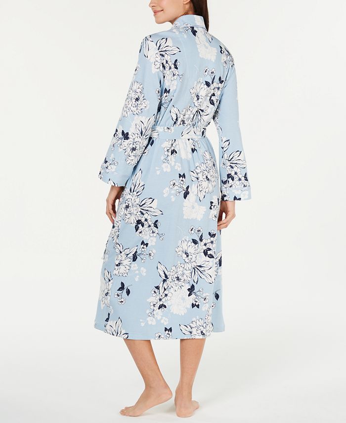 Charter Club Printed Soft Knit Cotton Long Robe, Created for Macy's ...