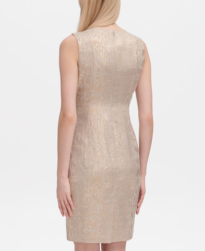 Calvin Klein Metallic Snakeskin-Print Sheath Dress - Macy's