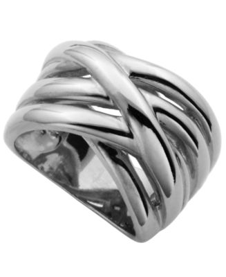925 Sterling Silver Bypass Design Band Ring - Macy's