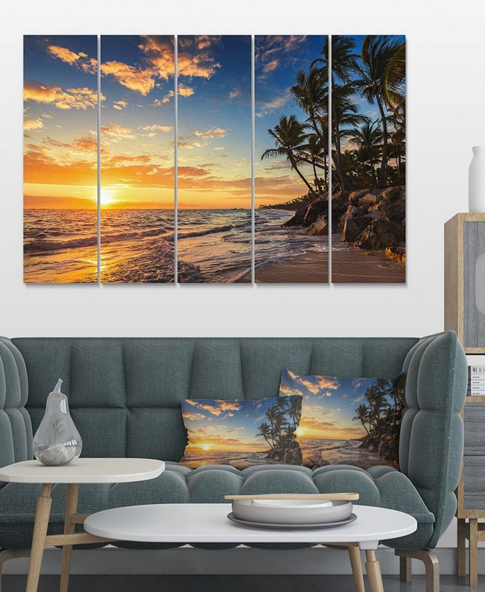 Design Art Designart Paradise Tropical Island Beach With Palms Extra ...