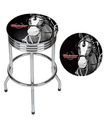 Trademark Global Budweiser Chrome Ribbed Bar Stool - Macy's