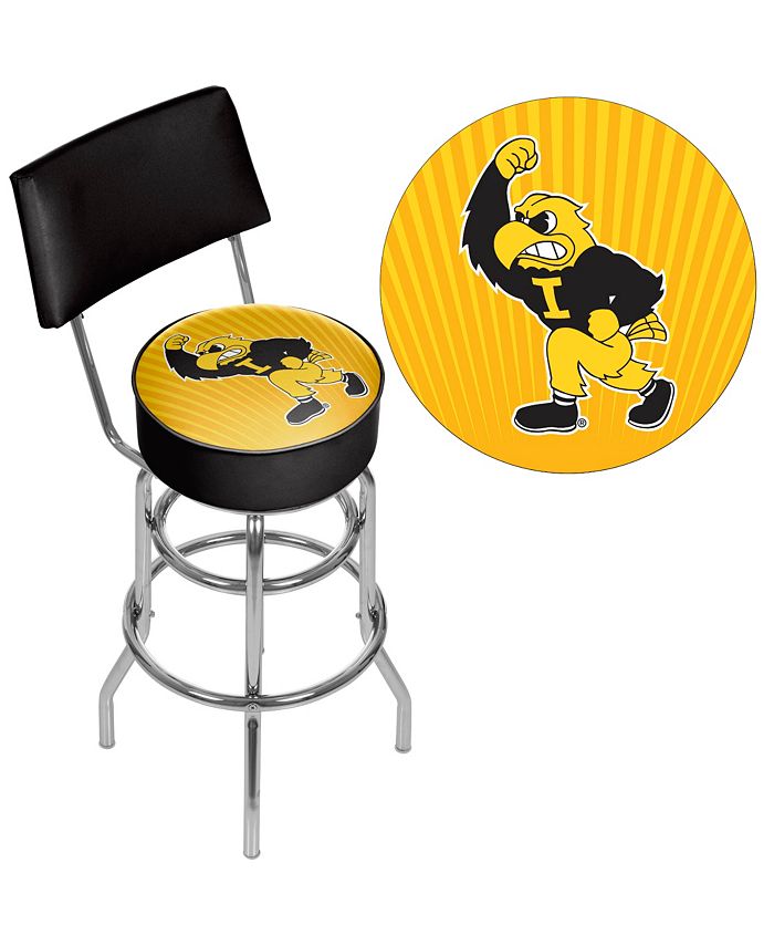 Trademark Global University of Iowa Swivel Bar Stool with Back - Logo ...