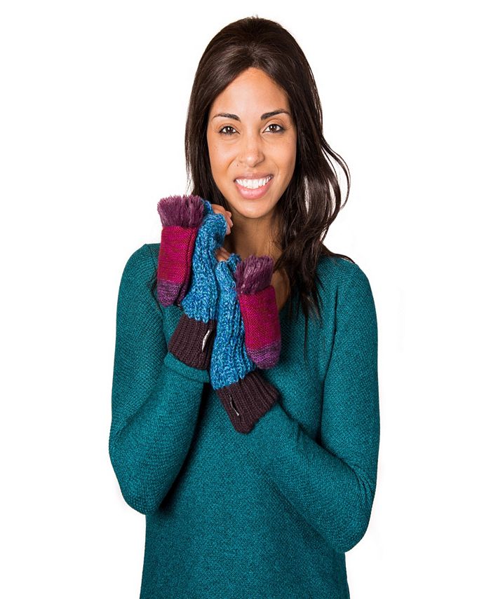 Muk Luks Women's Fingerless Flip Mittens - Macy's