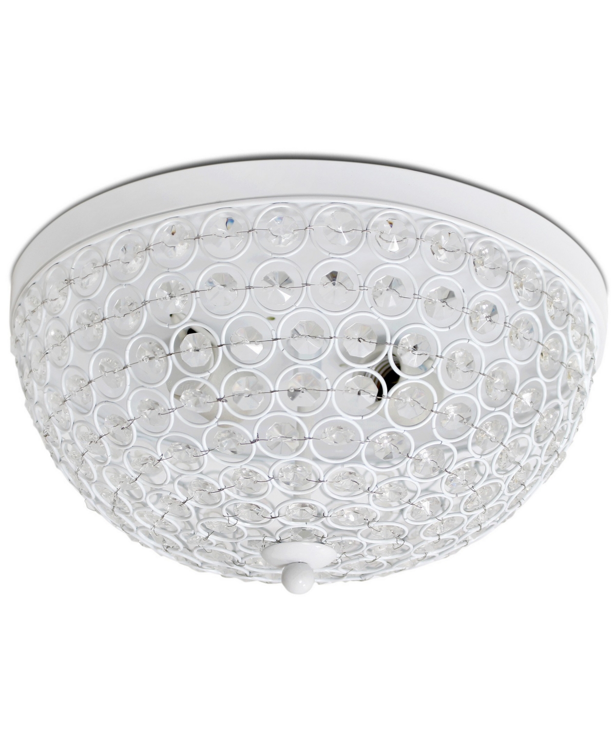 Elegant Designs 2 Light Elipse Crystal Flush Mount Ceiling Light - White