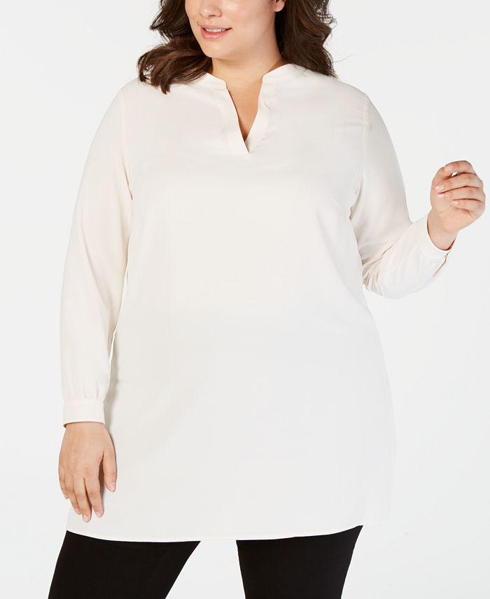 Anne Klein Plus Size Split-Neck Tunic - Macy's