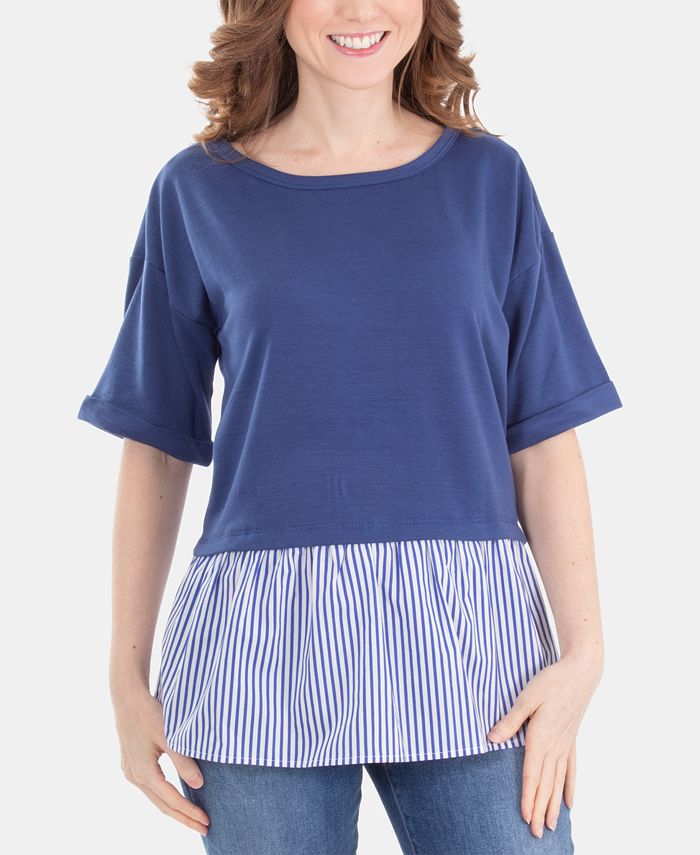 NY Collection Petite Lattice-Back Layered-Look Top - Macy's