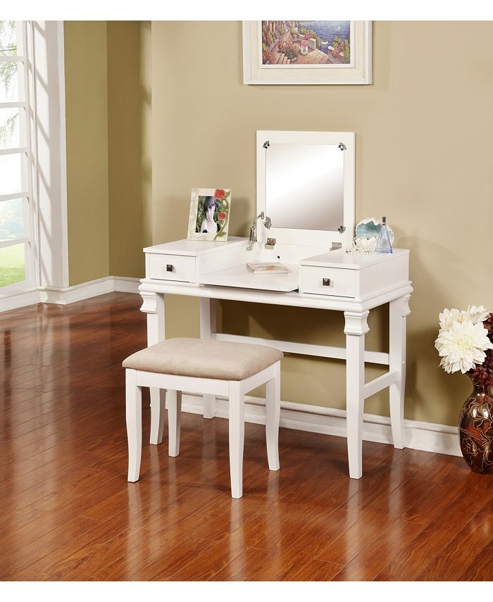 Linon Home Décor Angela Vanity Set with Bench and Mirror - Macy's