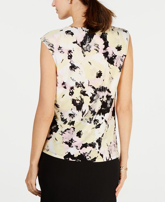 Kasper Petite Printed Keyhole Top - Macy's
