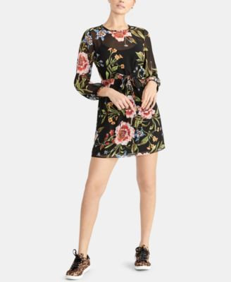 RACHEL Rachel Roy Floral-Print Tie-Front Dress, Created for Macy's - Macy's