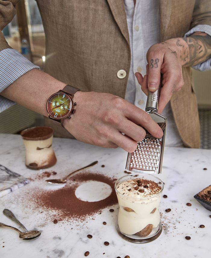 WELDER Men's Brown Stainless Steel Mesh Bracelet Watch 42mm - Macy's
