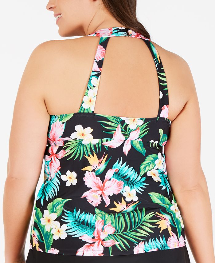 Island Escape Plus Size Floral Print Tankini Top Created For Macys