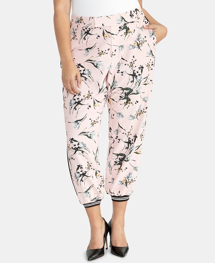 RACHEL Rachel Roy Trendy Plus Size Floral-Print Joggers - Macy's