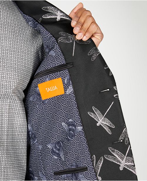 Tallia Orange Men's Slim-Fit Black/Silver Dragonfly Jacquard Dinner ...