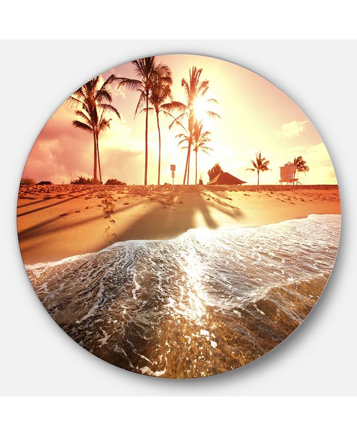 Design Art Designart 'Colorful Tropical Beach With Palms' Beach Metal ...